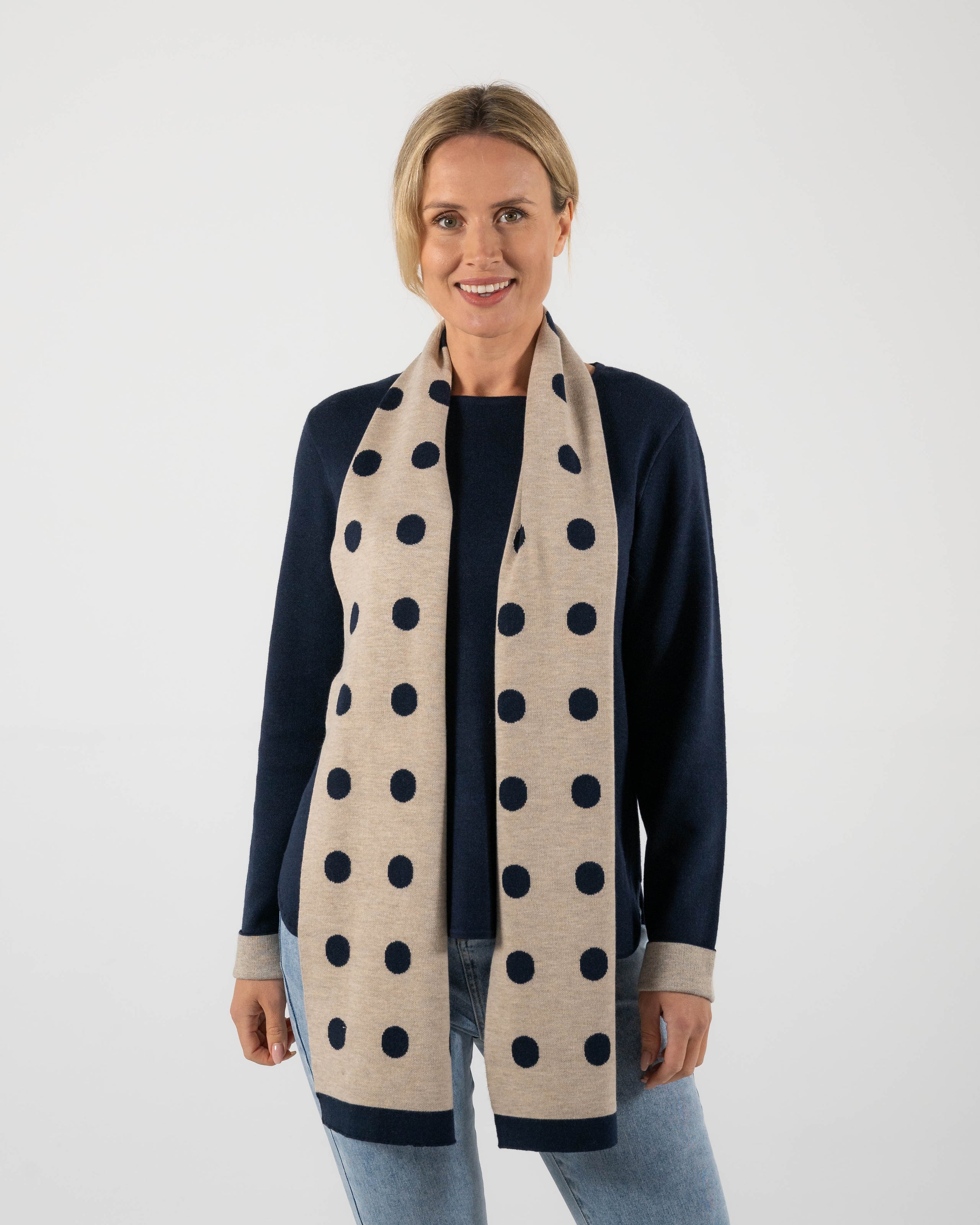SEE SAW Spot Scarf Navy | Sterling Belle