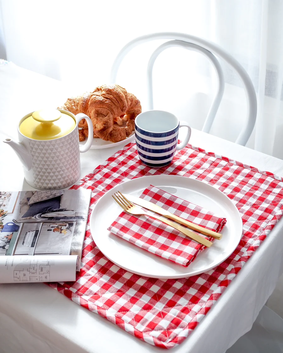 BANJO AND CO - Quilted Red Gingham Placemats | Sterling Belle